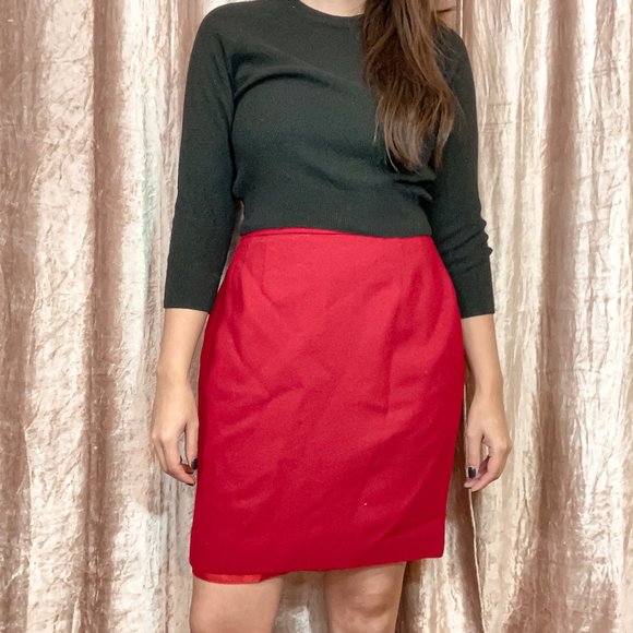 Vintage | Skirts | Vintage Red Wool Mini Skirt | Poshmark